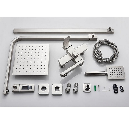 Colonna doccia in acciaio inox a 3 vie con soffione doccino e ...