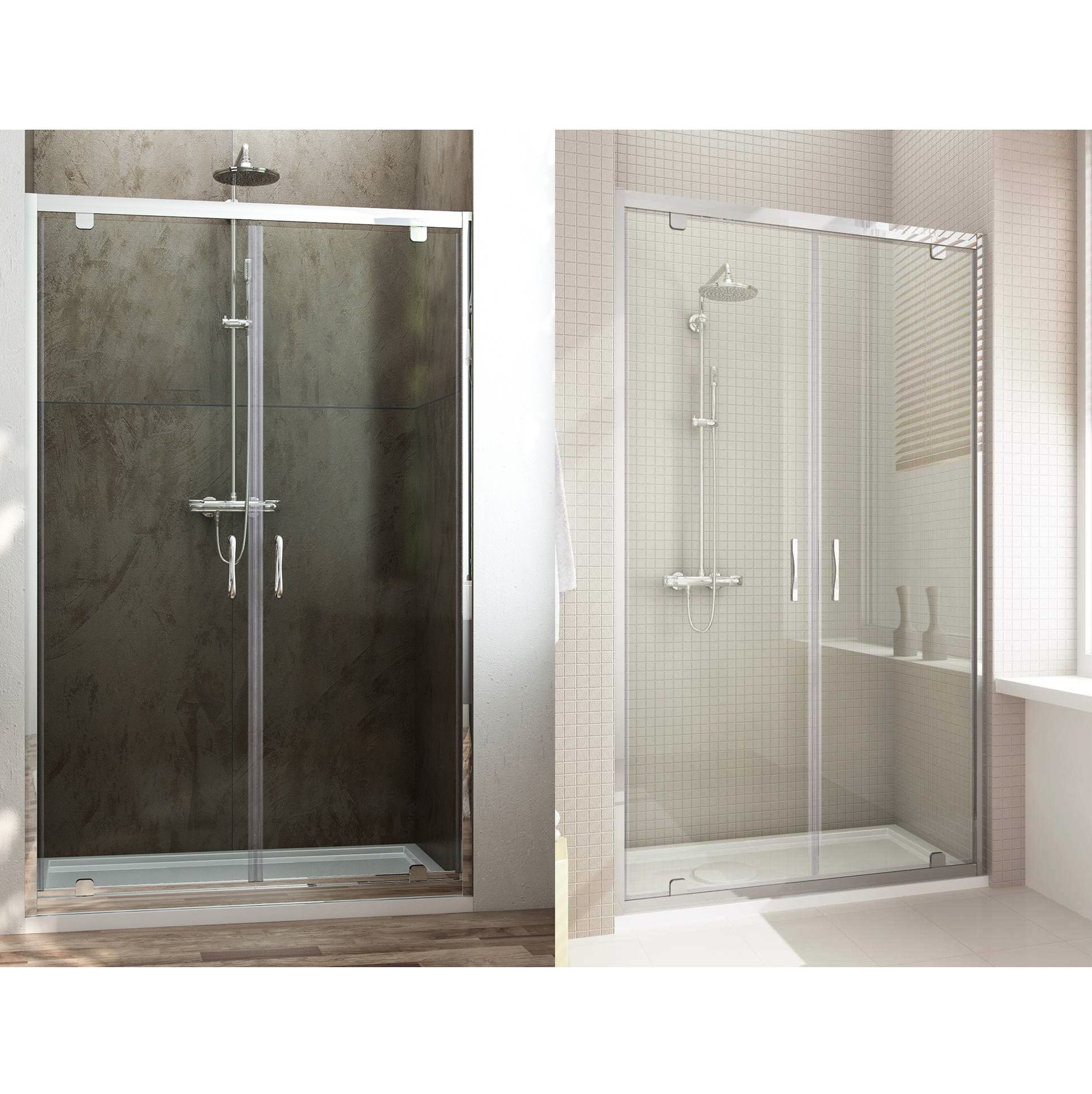Porta doccia doppia anta unica a saloon H198 cristallo 6 mm trasparente ...