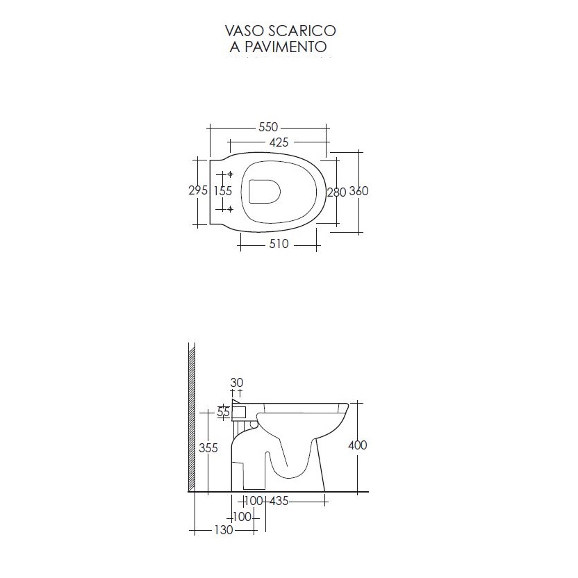Sanitari a terra wc e bidet con scarico a pavimento o a parete