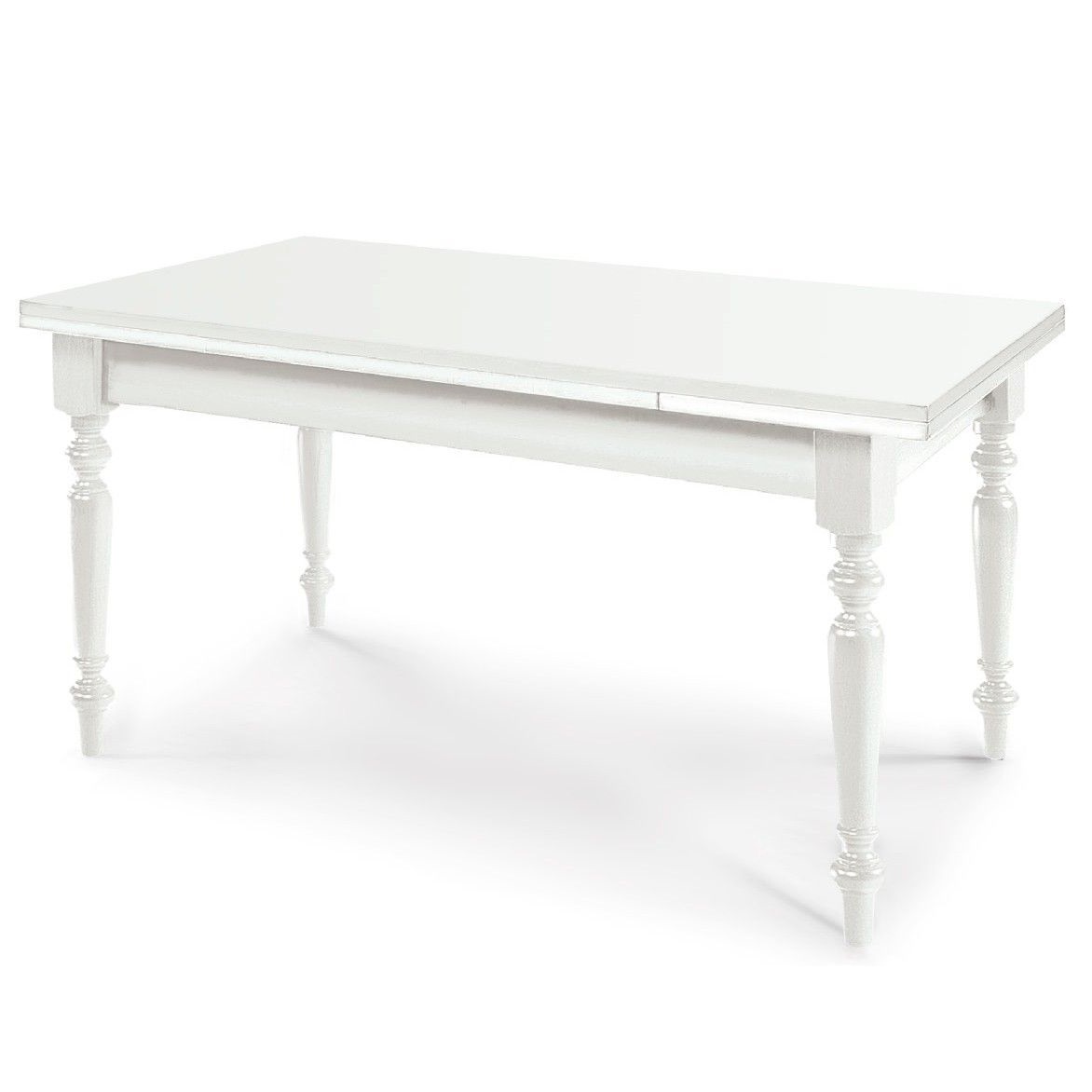 Tavolo Melody arte povera gamba tornita allungabile colore bianco opaco ...