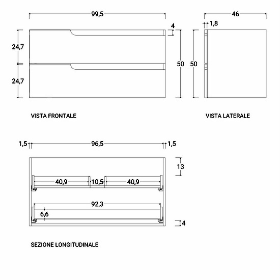 Mobile bagno Lola3 da 80 o 100 cm 2 cassetti in vari colori lavabo in ...